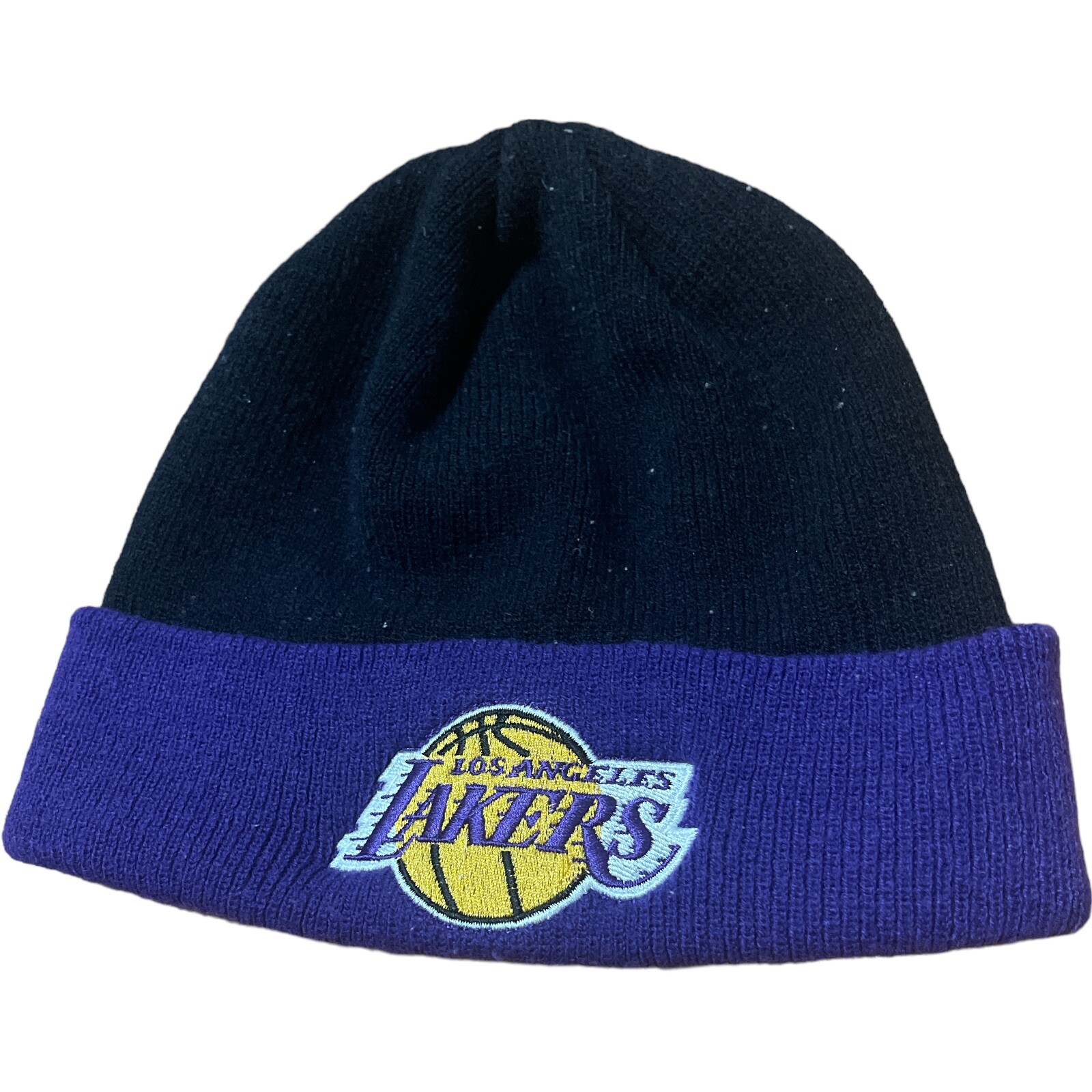 Adidas NBA Los Angeles Lakers Beanie Cuffed LOGO Knit Hat Black Purple ...