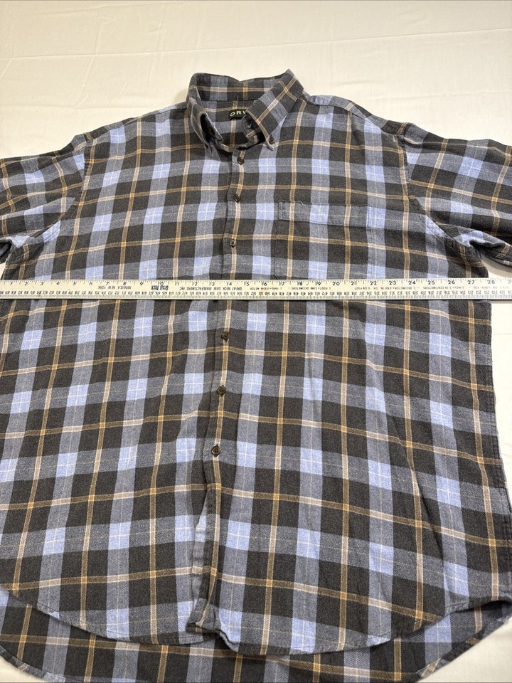 ORVIS LIGHT Flannel Shirt Multicolor Plaid Button Up L/S GRAY/BLUE MENS ...