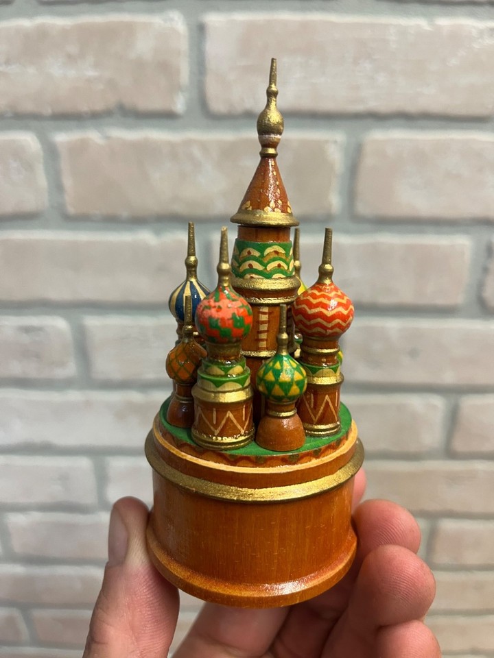 Vintage Wooden St Basil's Cathedral Church Russia Keepsake Trinket Box ...