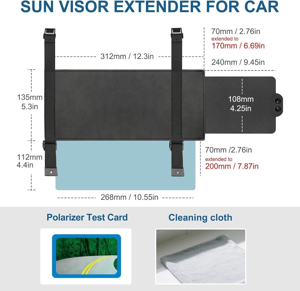 Sun Visor Extender for Car Polarized, UV400, PC Lens, Side Sunshade ...