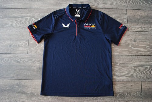 TEAM POLO ORACLE RED BULL RACING F1 BLUE POLO SHIRT JERSEY CASTORE SIZE ...
