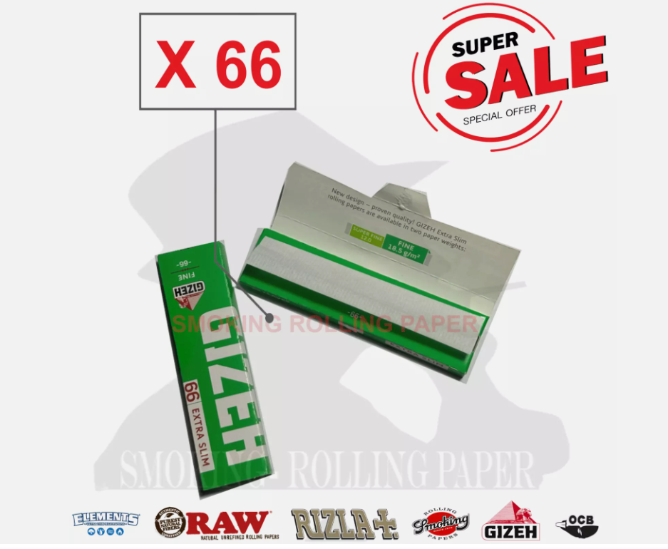 Gizeh Extra Slim Fine Rolling Papers Cut Corners 2x Full Box = 100 ...