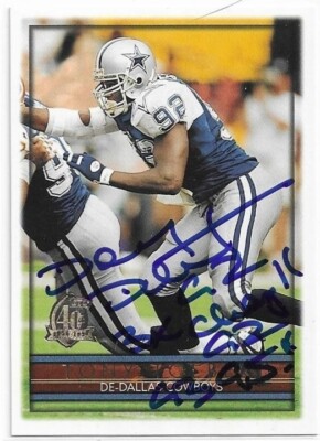 TONY TOLBERT Autographed Signed 1996 Topps Football card #97 Dallas ...