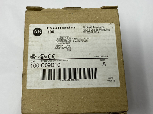 Allen-Bradley 100-C09D10 IEC Contactor 9A 3P 120VAC Coil 1 N. O. 1 N. C ...