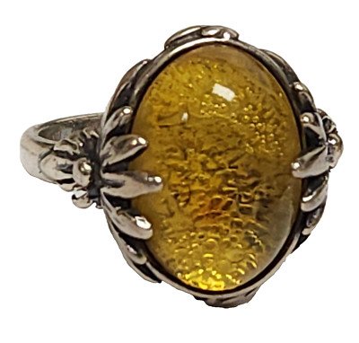 Valerio NYC 888 Bezel Set Amber Cabochon Sterling Silver Ring US Size 5 ...
