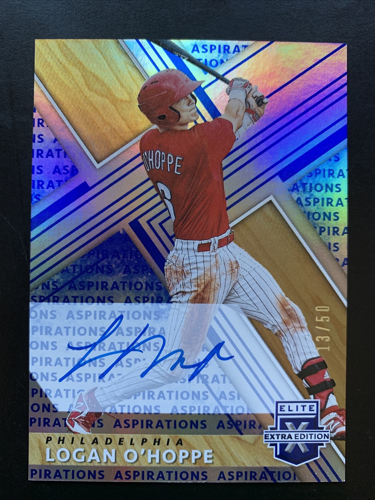 2019 Panini Elite Aspirations Logan O'Hoppe Blue Autographed /50 LA ...