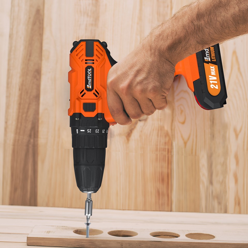 EMDTOOL 21V Cordless Drill Set Electric Combi Driver Screwdriver Power ...