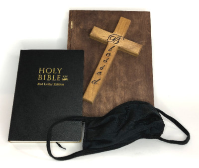 Handmade Wooden Bible Box With KJV Bible Red Letter Edition & Covering ...