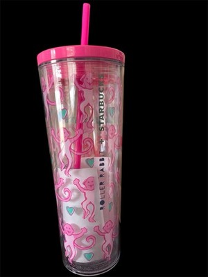 Starbucks x Roller Rabbit Collab Pink Monkey 24 oz Tumbler Cup Limited ...