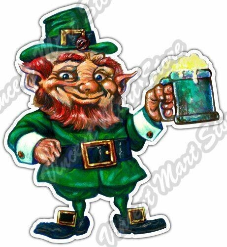 Leprechaun Pot Of Gold Irish Beer Ale Pub Car Bumper Vinyl Sticker ...
