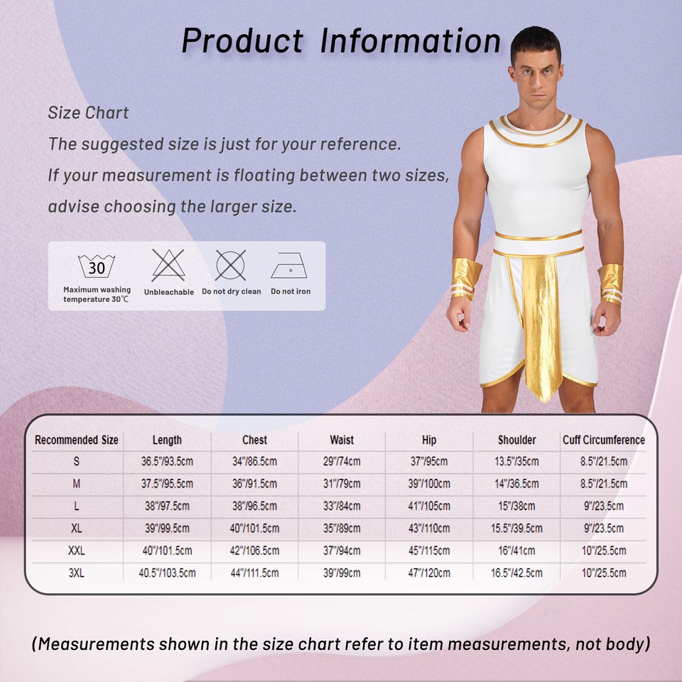Men Ancient Greek Roman Toga Costume Egyptian Pharaoh Halloween Cosplay ...