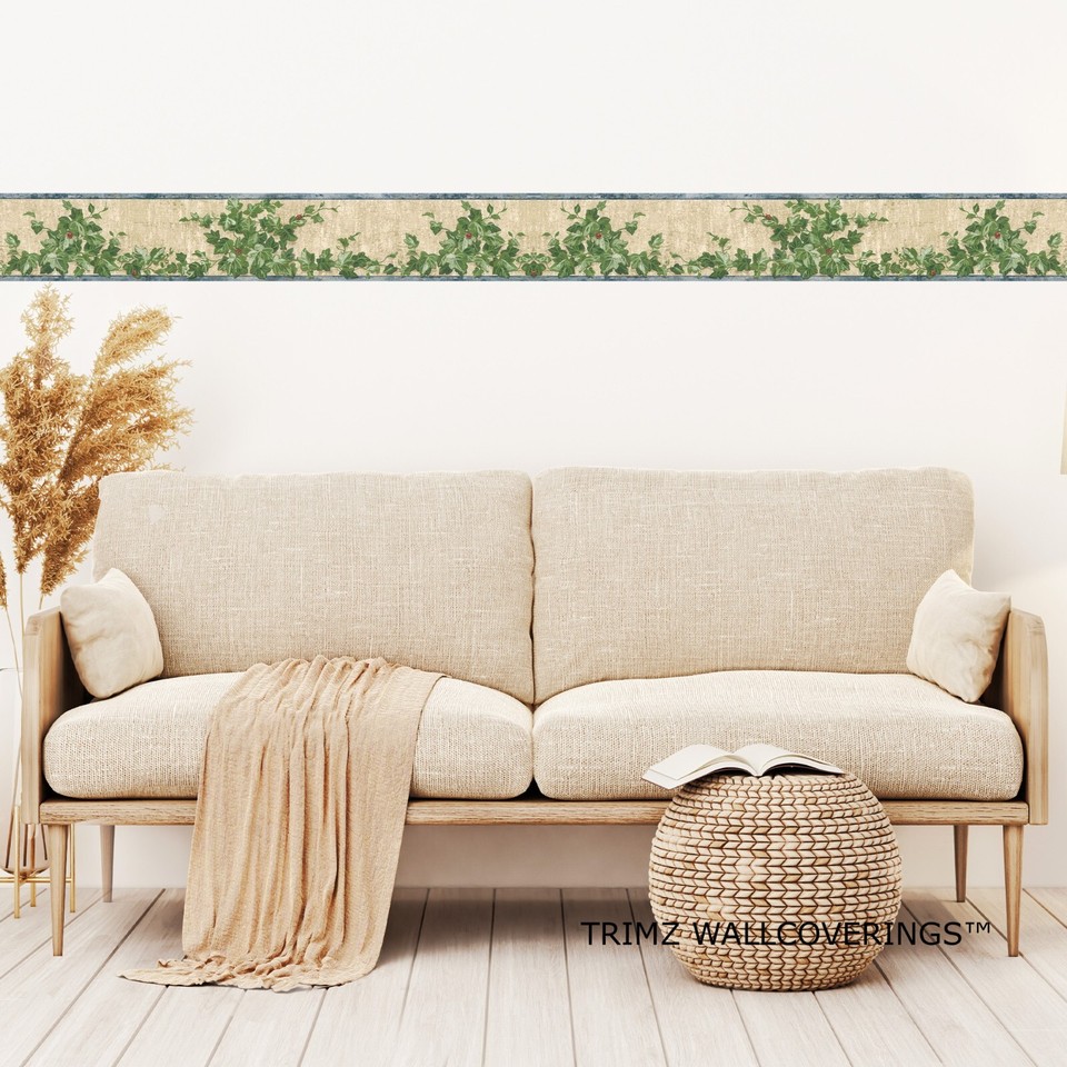 Rustic Ivy Leaf Vine with Ladybugs Wallpaper Borders, 5' L x 4"W, Pre ...