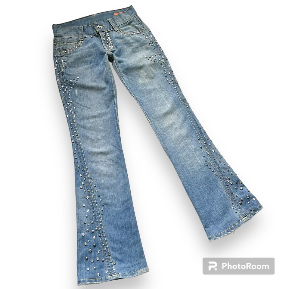 💿🎤 ASO Hannah Montana! Season 2 Rhinestones Studded Bootcut Jeans Size ...