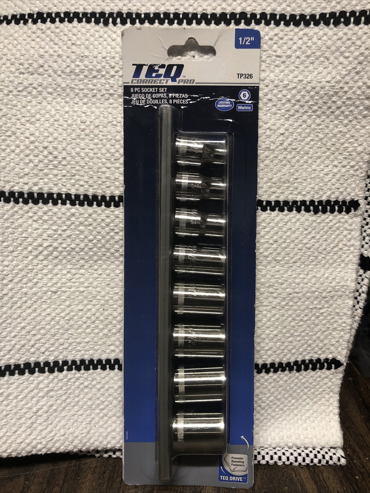 New TEQ Connect Professional 8pc METRIC 1/2" Sockets SET + RAIL TP326 ...