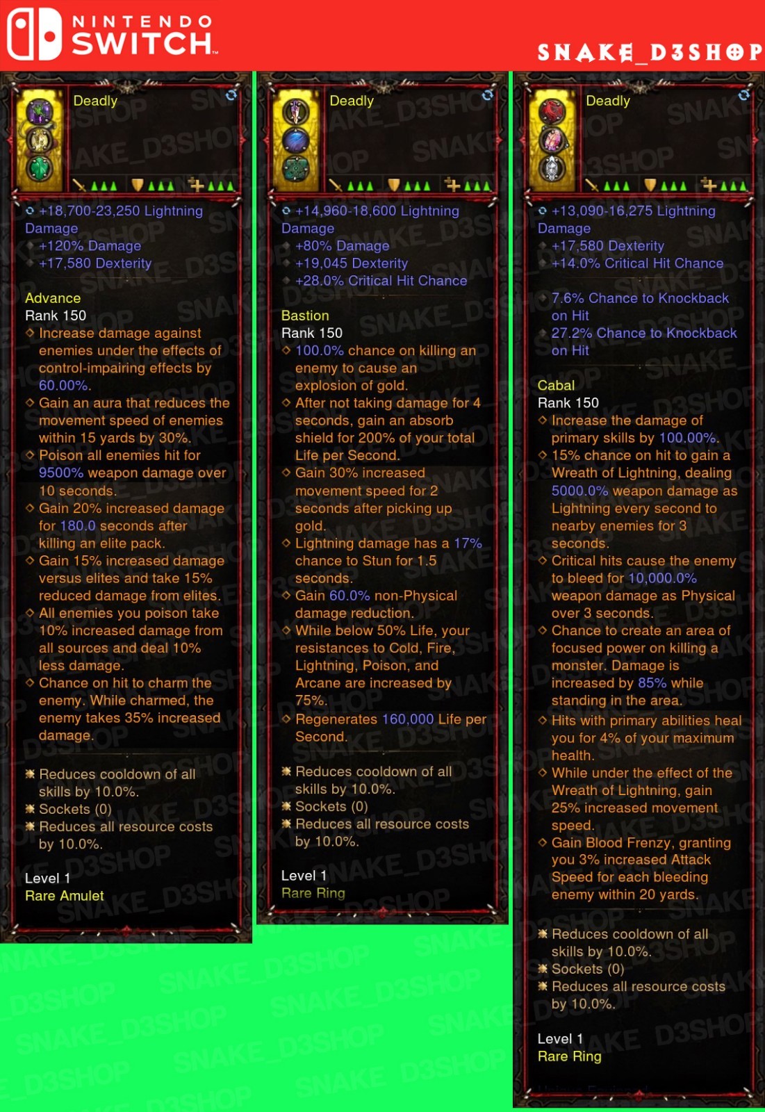 Diablo 3 Nintendo Switch - Full Modded Follower Scoundrel Gear | eBay