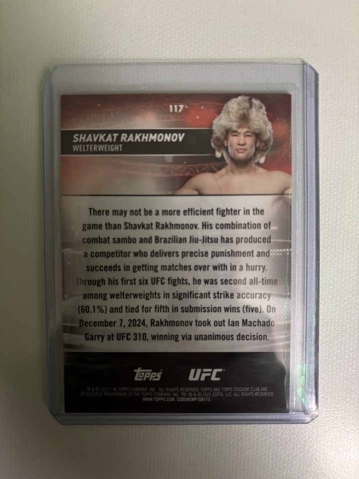 Shavkat Rakhmonov 2025 TOPPS UFC STADIUM CLUB 1ST DAY ISSUE STAMP SSP ...