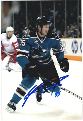 Mike Moore Autographed 4x6 Color Photo San Jose Sharks #55 Blue B | eBay