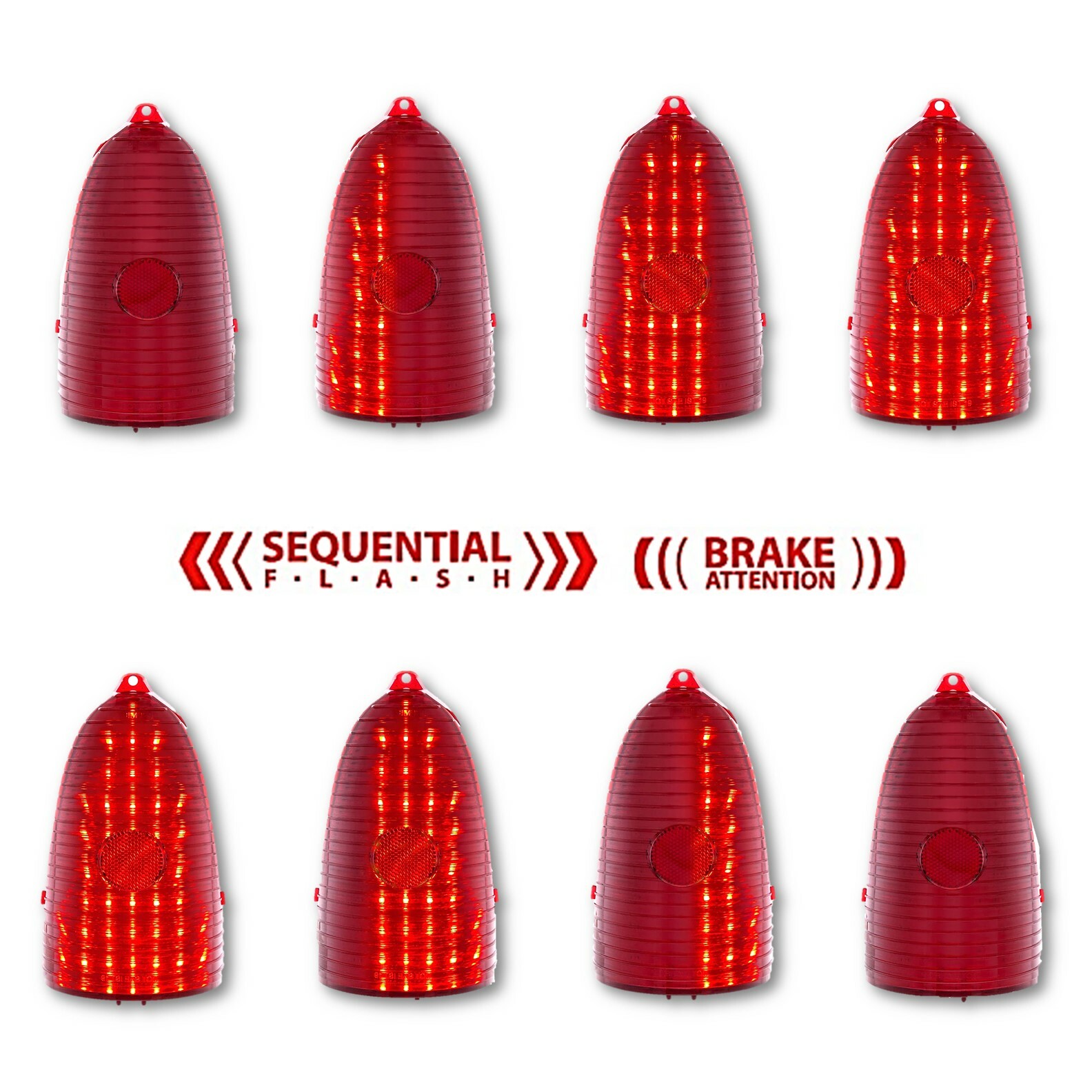 55 Chevy Red LED Sequential Tail Brake Light Back Up Delete Lens & Flasher Pair | eBay