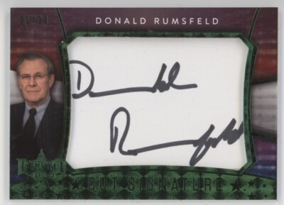 DONALD RUMSFELD Leaf Decision 2020 AUTO CUT SIGNATURE GREEN 01/10 | eBay