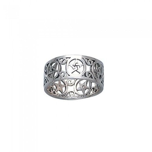 Pentagram Pentacle .925 Sterling Silver Open Band Ring Peter Stone ...