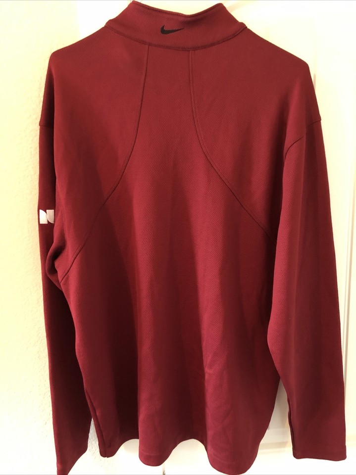 Nike Golf Sweater Mens XL Red Long Sleeve 1/4 Zip Pullover Therma Fit ...
