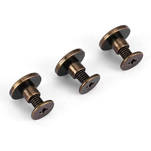 20pcs Flat Head Copper Brass Screws Nuts Nails Rivets Leather Cap ...