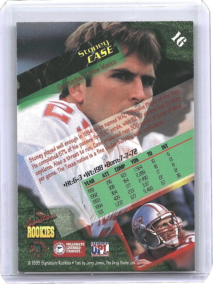 Stoney Case 1995 Signature Rookies #16 Rookie Auto /7750 RC New Mexico ...