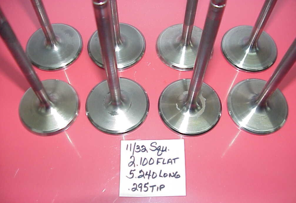 8 Titanium Intake Valves 11/32" Stem- 2.100" Head - 5.240" Long Manley ...