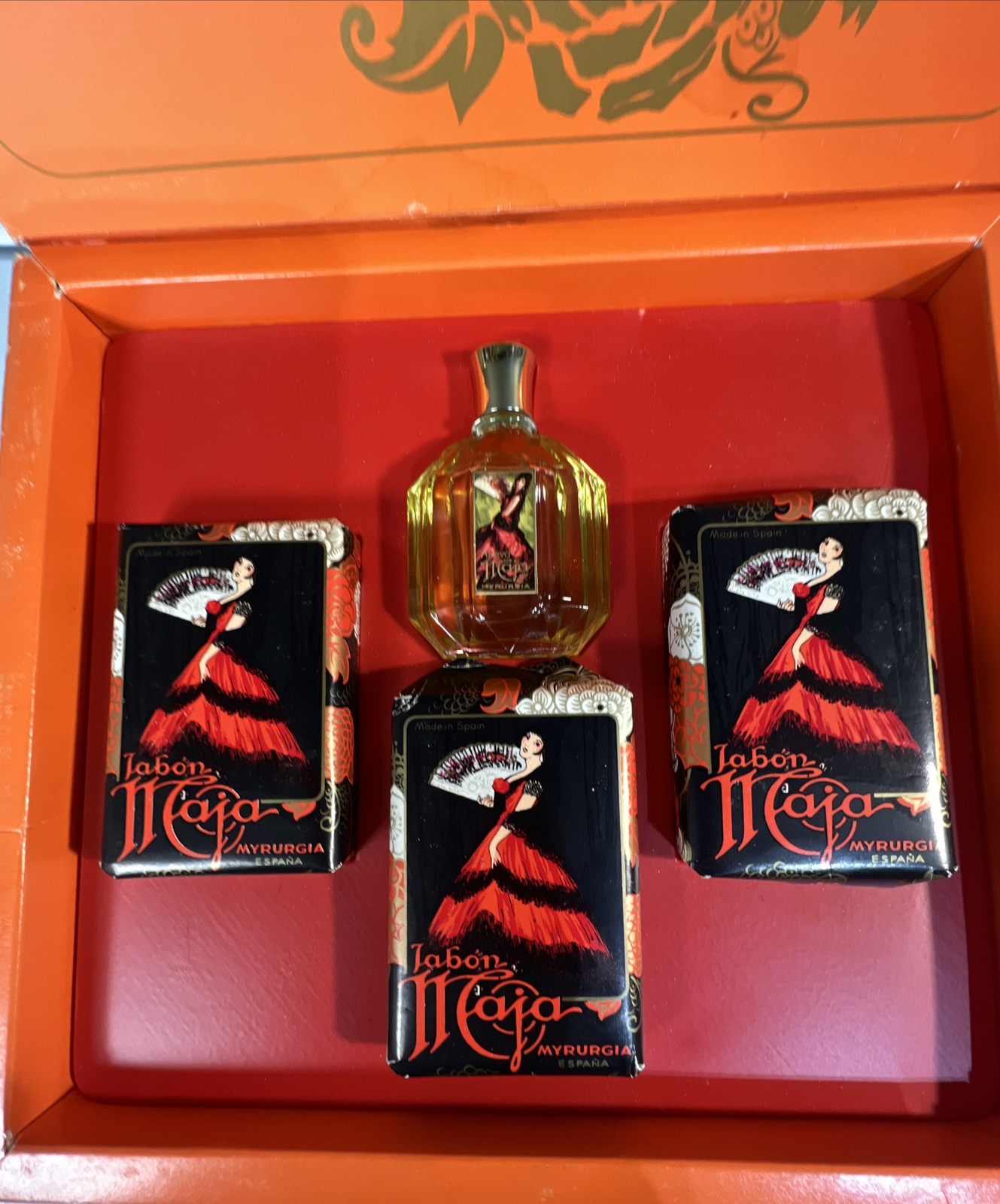 Vintage Myrurgia Maja Spain 1 oz Cologne & 3 Soaps 8 5/8 oz Gift Box ...