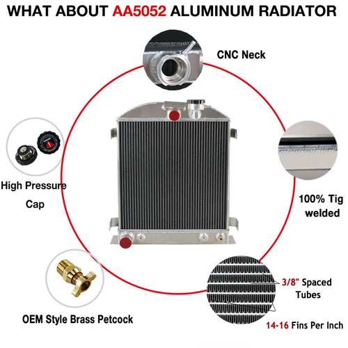 4-Row Aluminum Radiator Fit 1930-32,1931 Ford Model AA Model A B Ford ...