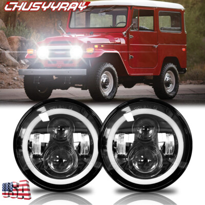 Pair 7" LED Headlight For TOYOTA LAND CRUISER FJ40 FJ45 FJ50 FJ55 FJ60 ...