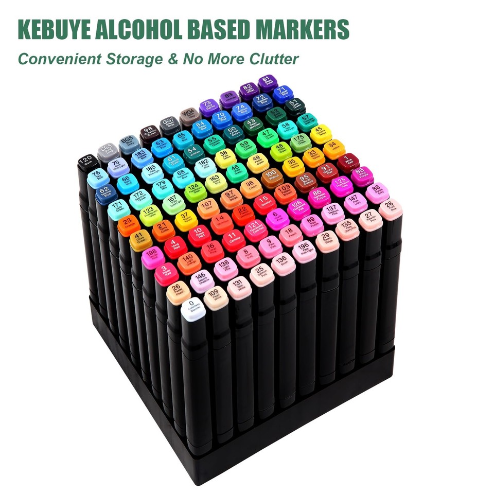 100 Colors Alcohol Markers Set, Dual Tips Blender Art Markers for ...