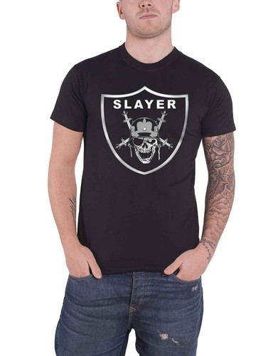 Slayer T Shirt Skull Helmet Cross Swords Band Logo offiziell Herren Nue ...