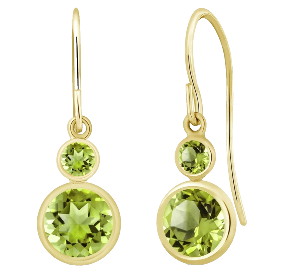 925 Silver Yellow Gold Plated 2.00 Ct Green Peridot Women's Dangle Drop ...