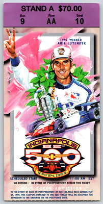 1998 Indianapolis 500 Ticket Stub Racing IMS Arie Luyendyk - seat 10 | eBay