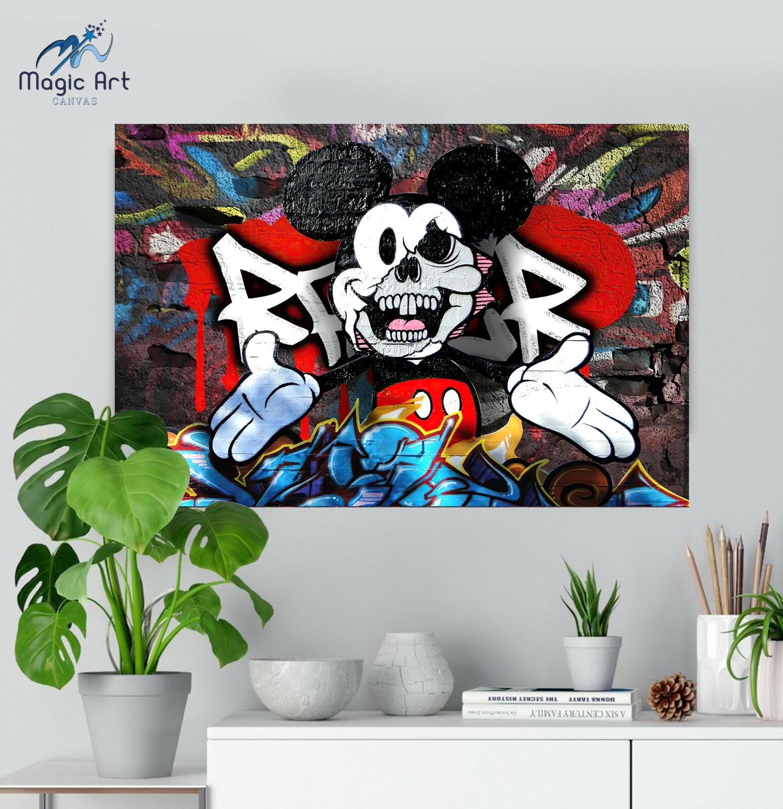 Graffiti Mickey Mouse Skull