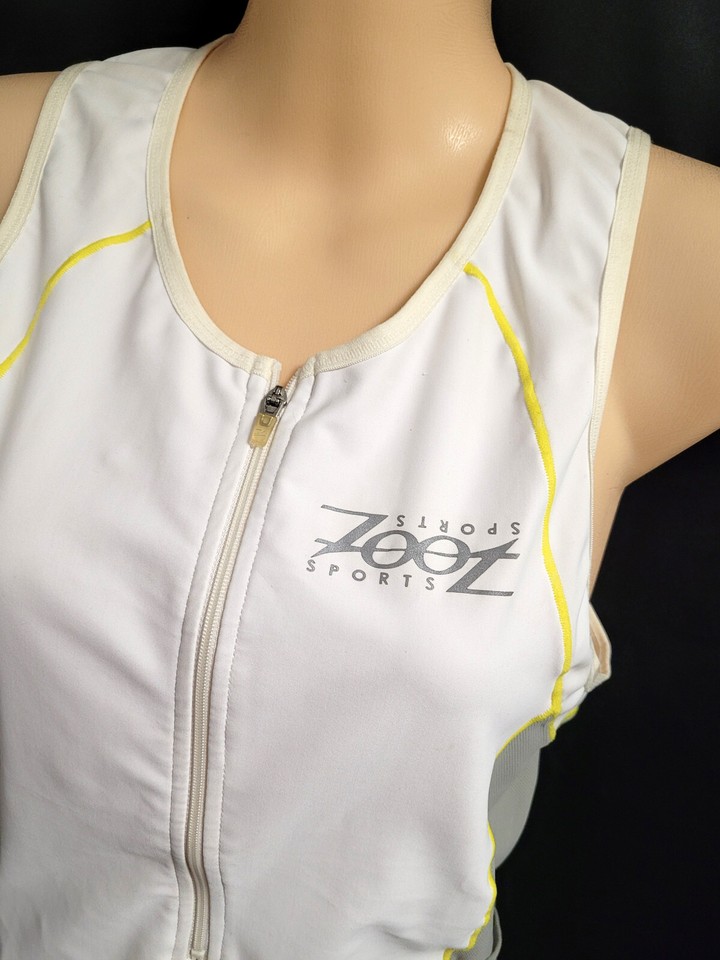 Zoot Performance Front Zip White Racer Back Fitness Active Wear Singlet ...