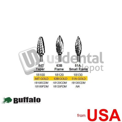 BUFFALO Abbott-Robinson 84-T Taper Dual Cut Tungsten Carbide HP Burs ...