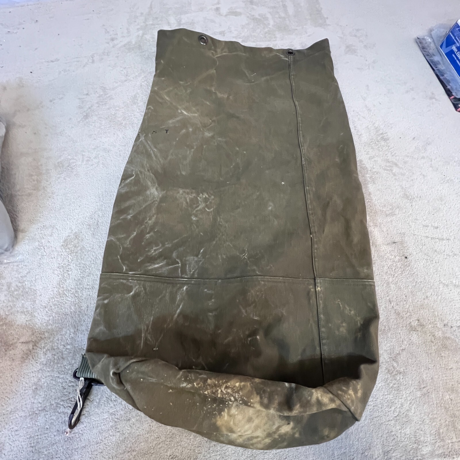 US Military Duffle Bag Green Canvas Sea Bag Carry Straps Army Duffel ...
