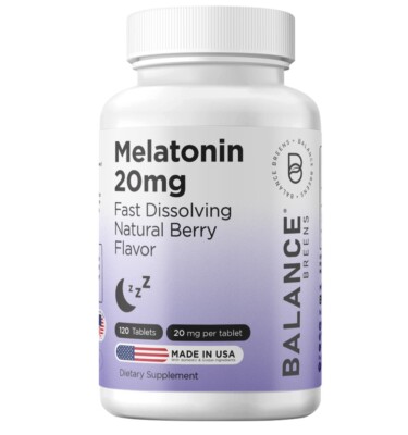 Melatonin 20mg, 100% Drug Free, Fast-Dissolve 120 Tablets - Natural ...