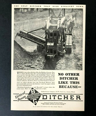 1929 Barber Greene Ditcher Advertisement Vertical Digger Trade Vintage ...