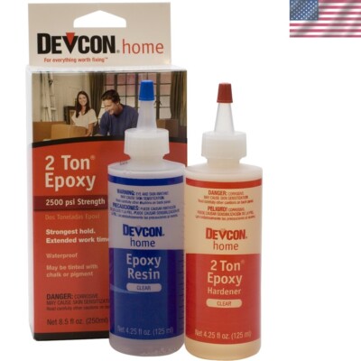 Versatile Devcon Epoxy - 2-Pack, Clear Drying Adhesive for Wood, Metal ...