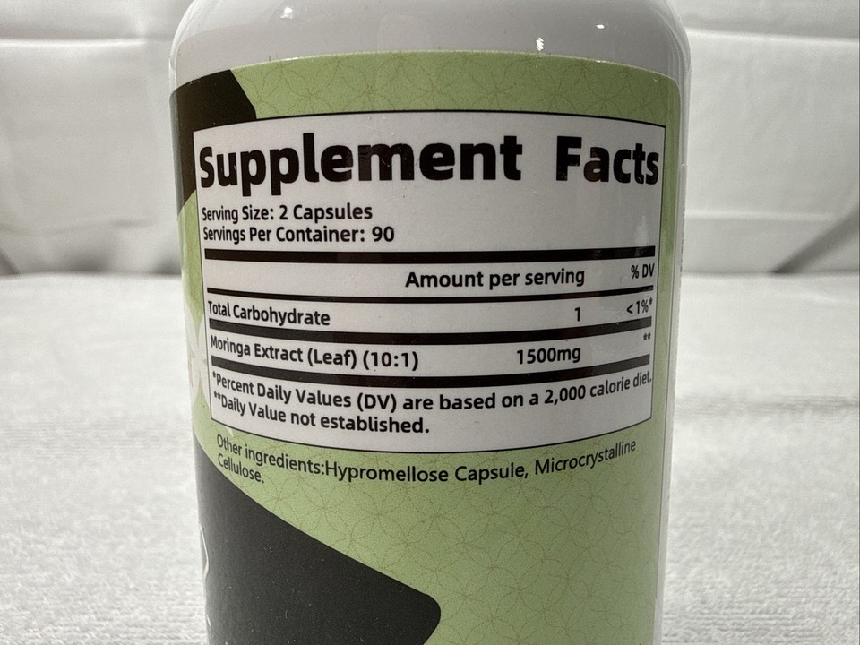 (2-Pack) Moringa Pure Capsules, Rich Moringa Powder, A Natural Green ...