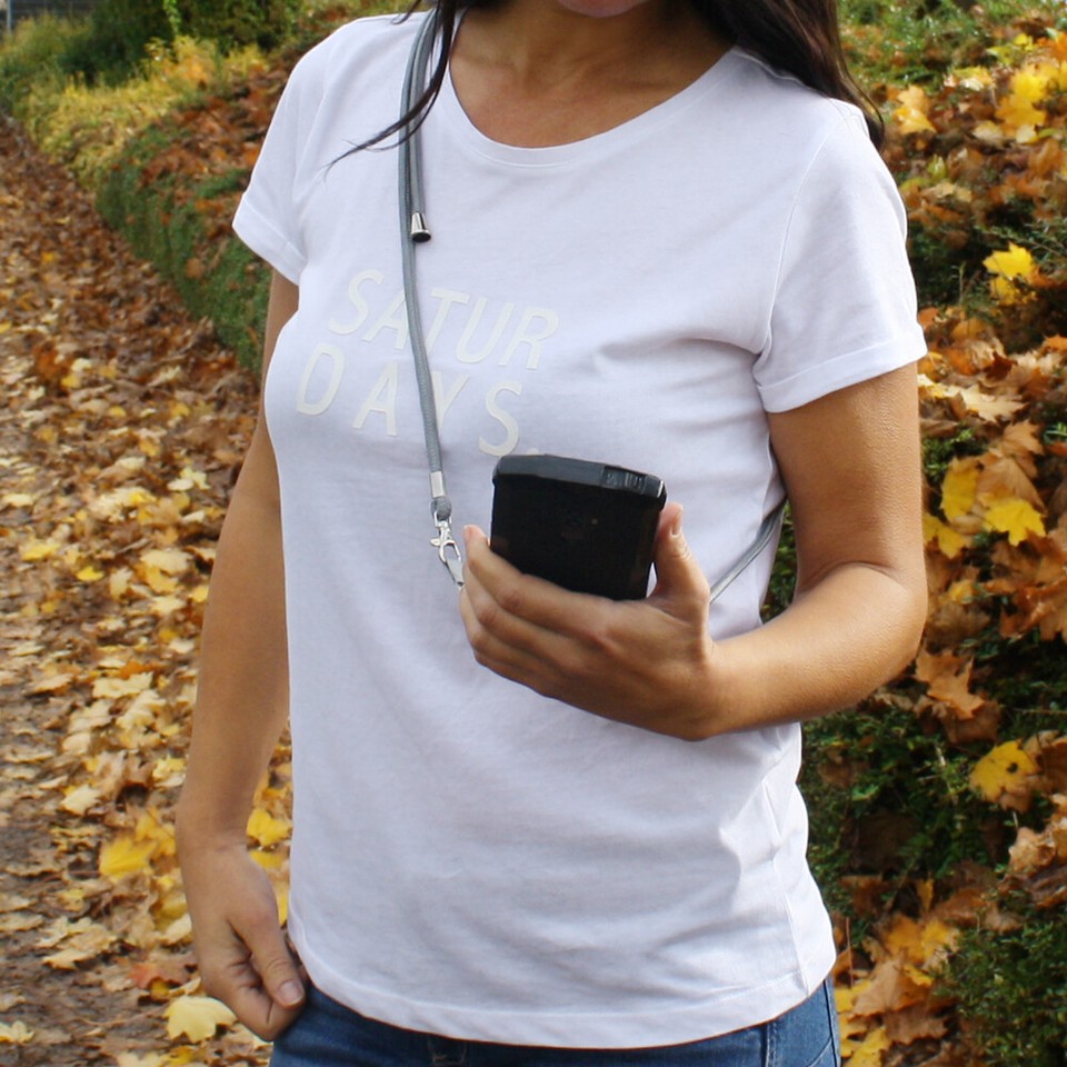 Case with phone chain for Doro 1370 shoulder bag bag band cord gray ...