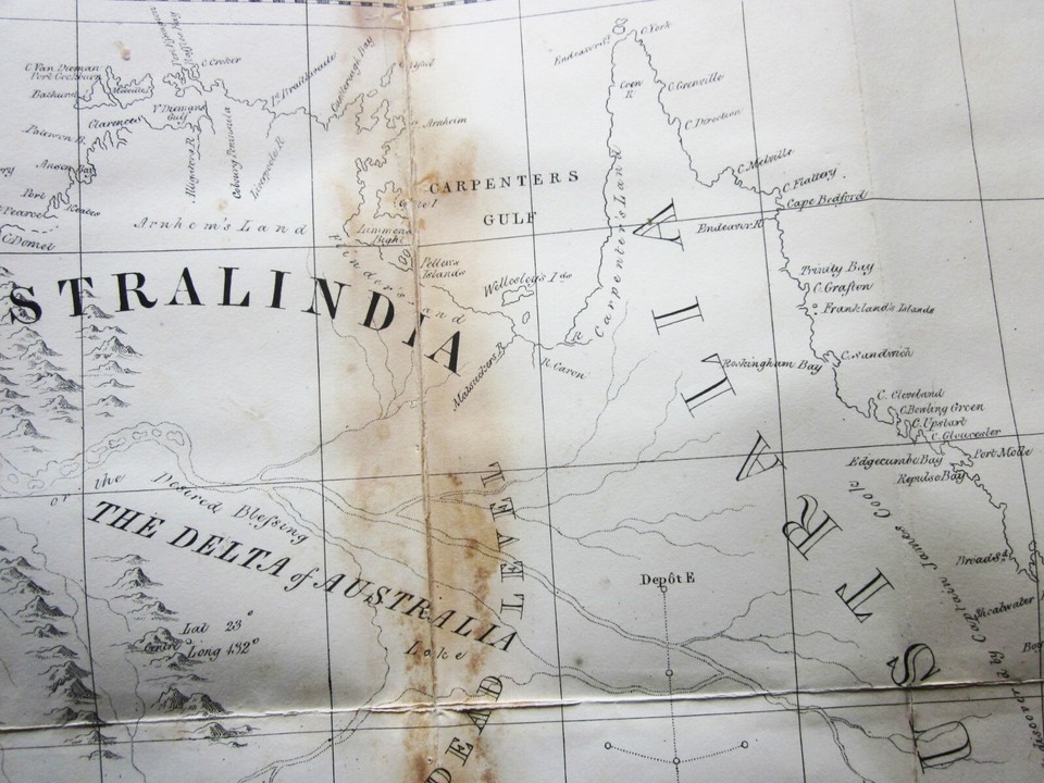 1836 Friend of Australia 2nd Ed Map central Great River! Classic Early ...