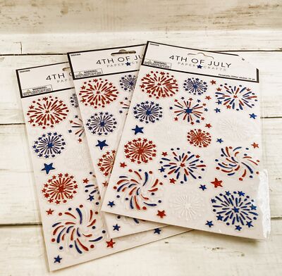 Patriotic Craft Supplies - Glitter Firework Stickers 3sets | eBay