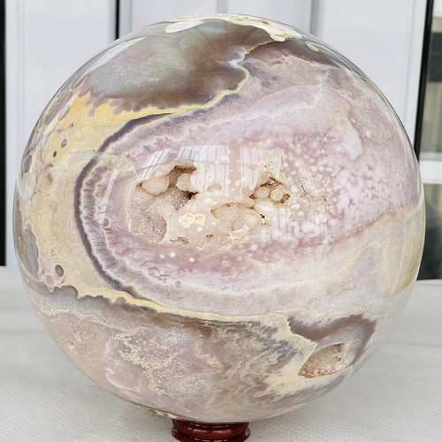 Natural Cherry Blossom Agate Sphere Quartz Crystal Ball Healing Gem ...