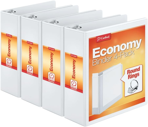 Cardinal Economy 3 Ring Binder, 3 Inch, Presentation View, White, Holds ...
