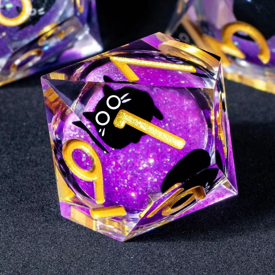 7-Piece Dice Set Purple Sand Resin Dice Set Handmade RPG Dice Set ...
