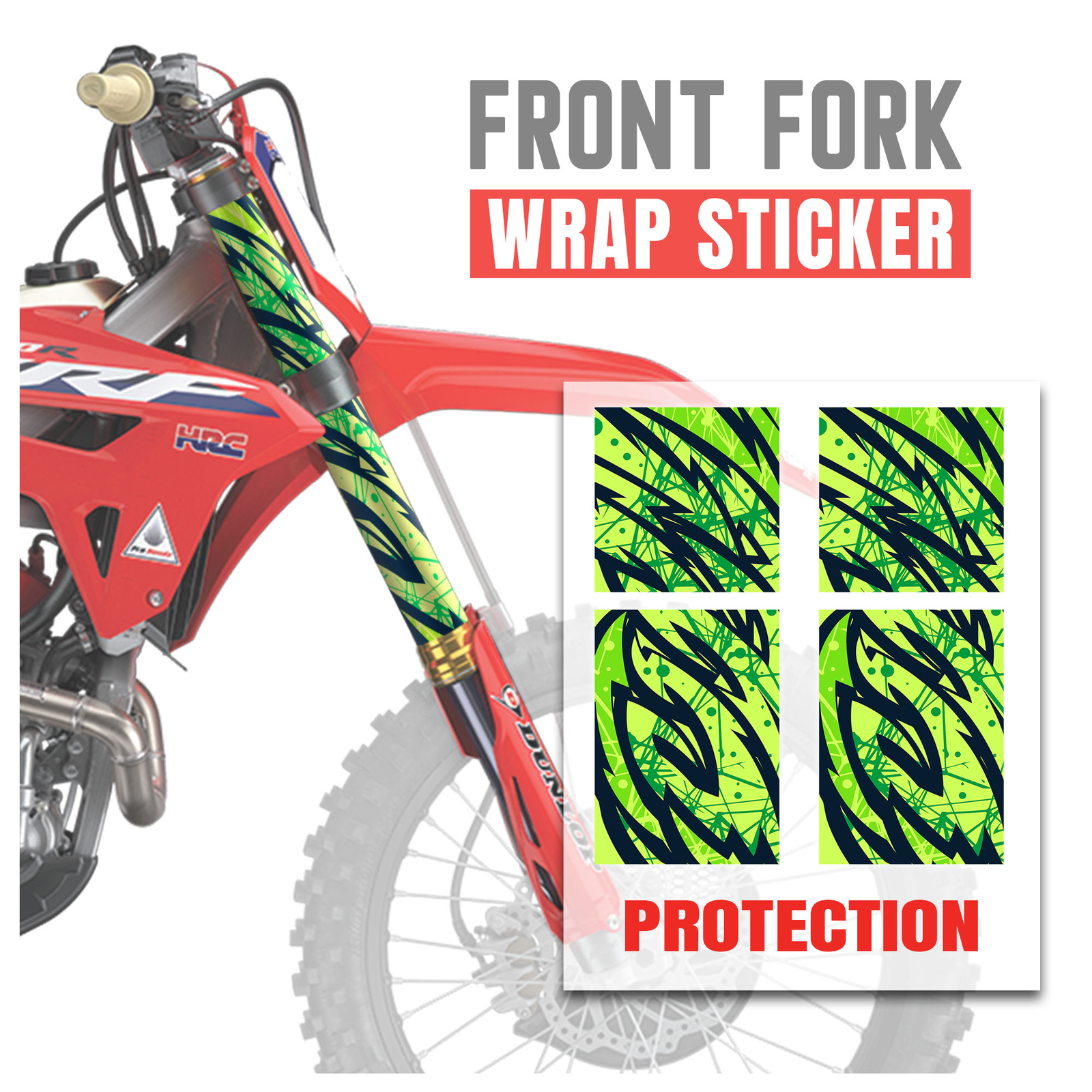 Green Abstract Fork Wrap For Suzuki RM-Z250 DRZ 400SM RM85 | eBay